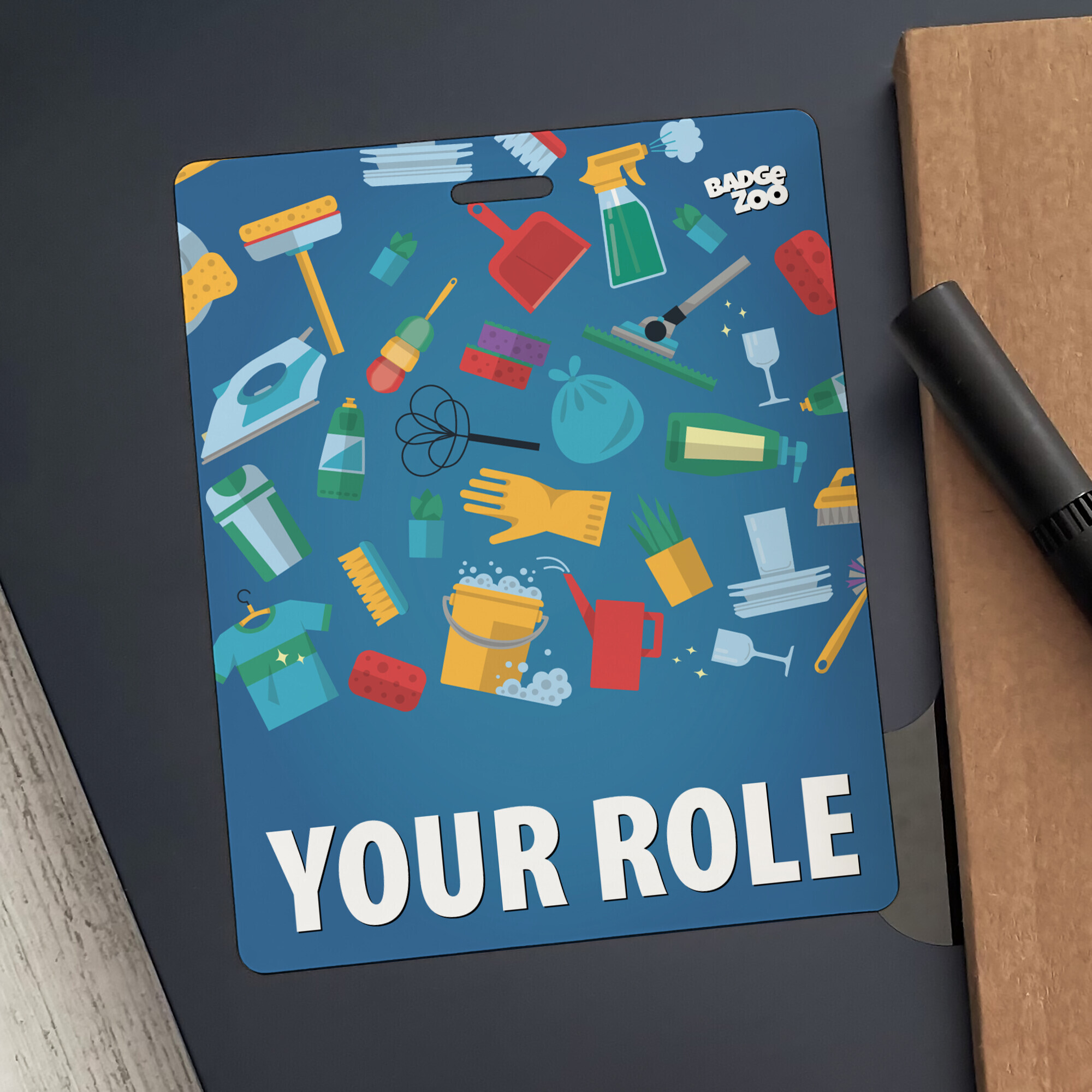 Scattered Janitorial Elements Badge Buddy - BadgeZoo