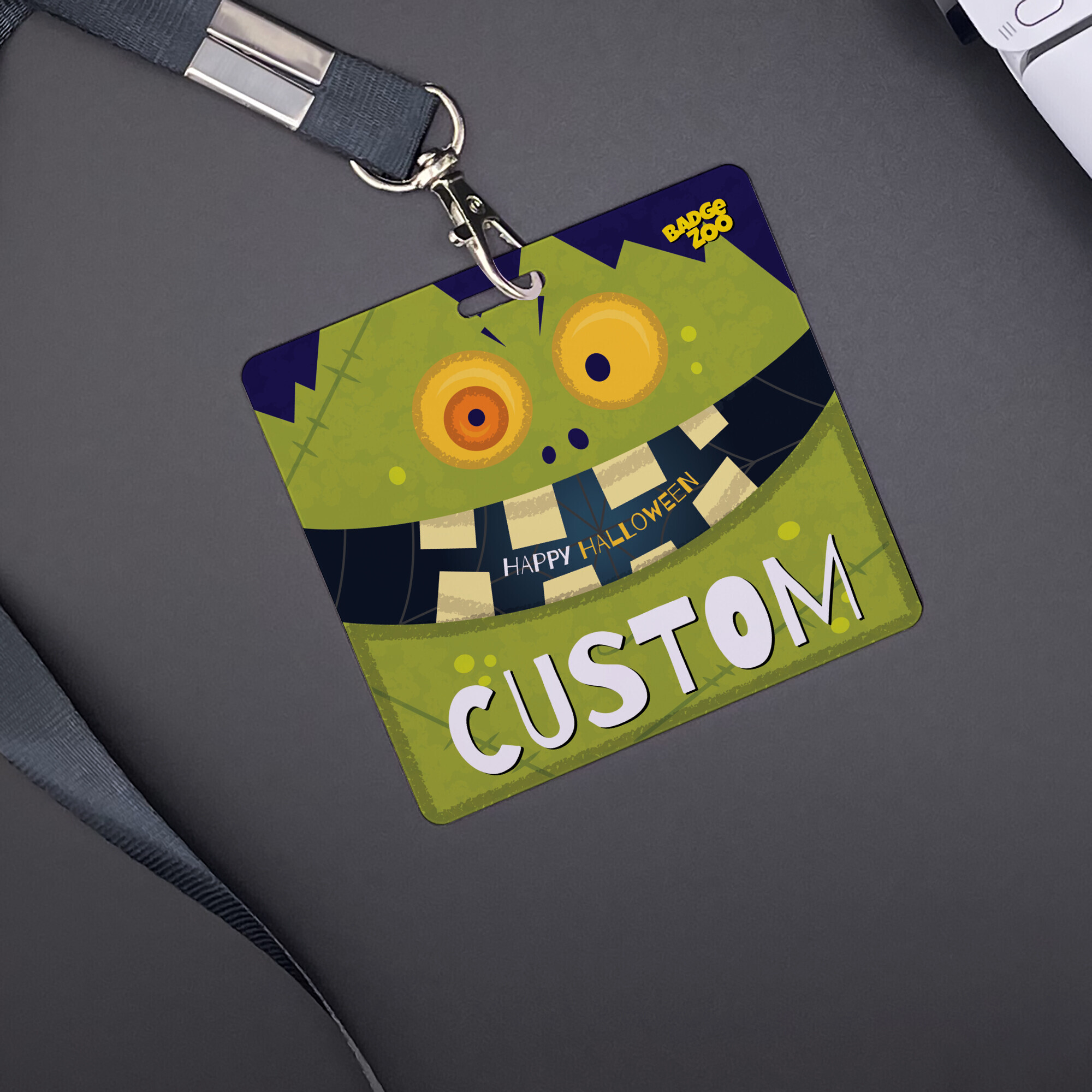 Green Monster Halloween Badge Buddy - BadgeZoo