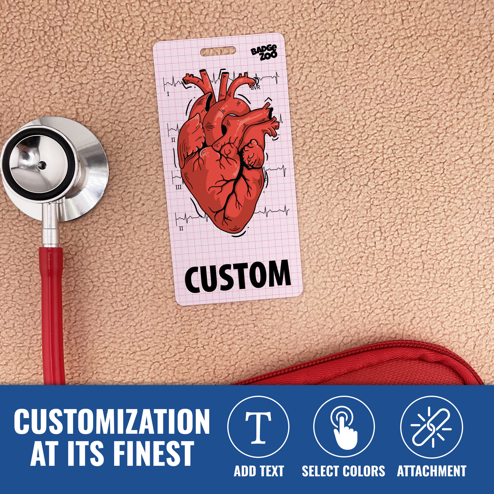 Cardiology EKG Heart Badge Buddy - BadgeZoo