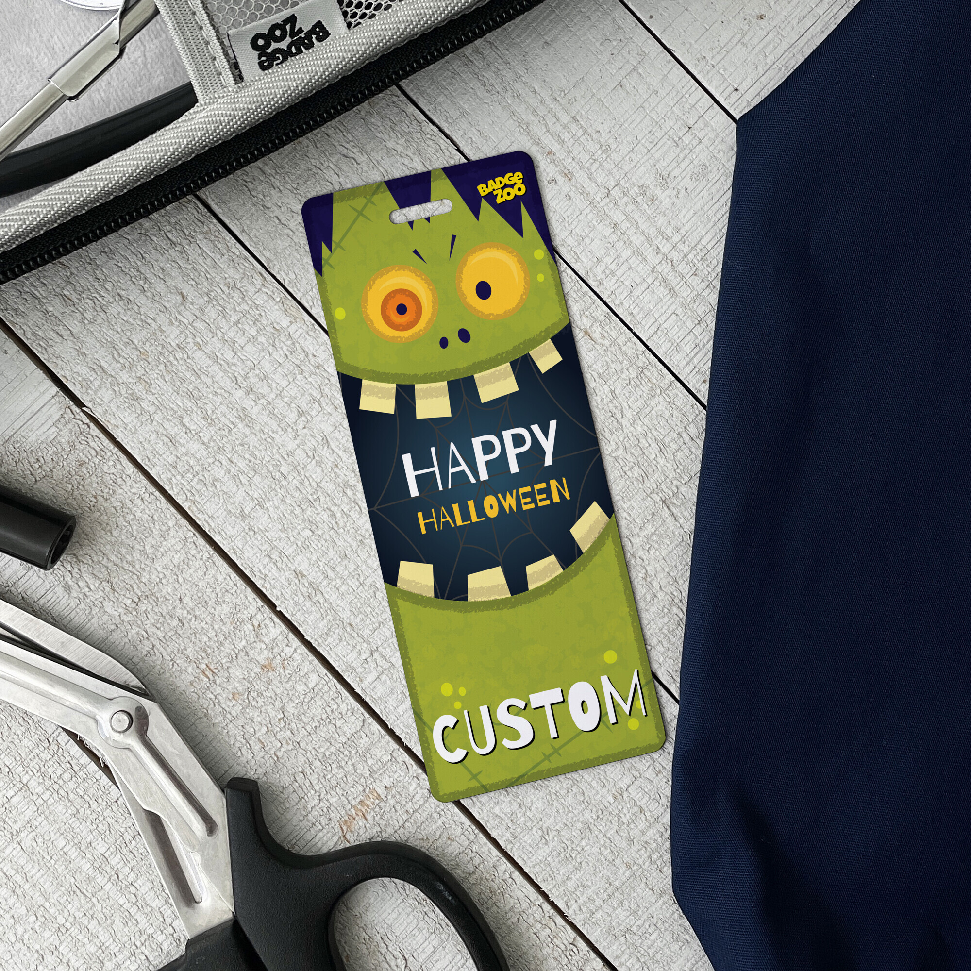 Green Monster Halloween Badge Buddy - BadgeZoo